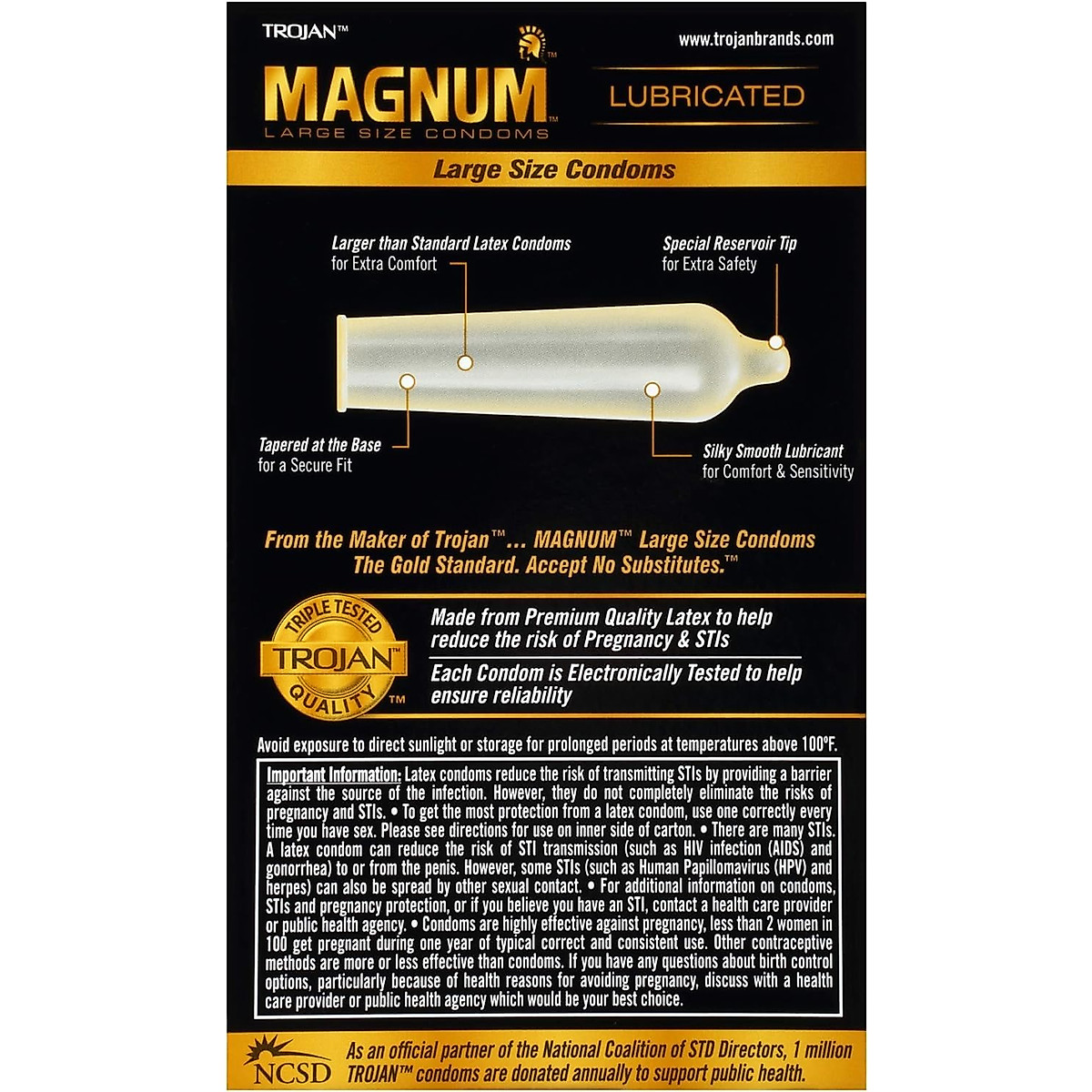 Trojan Magnum XL Size Lubricated Latex Condoms - 12 ct, Pack of 2