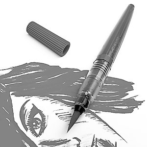 Pentel Refillable Colour Brush Pen - Nylon Tip – Grey Barrel – Grey Ink - Pigment Edition