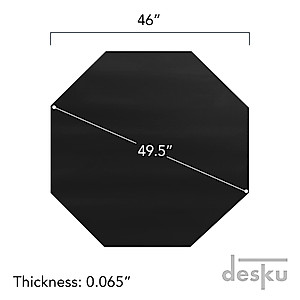 DESKU - Octagon Gaming Chair Mat, Computer and Office Chair Mat for Hard Floors, Black, 46 Inches x 49.5 Inches