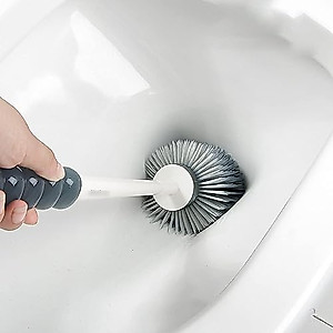 Creative Toilet Bowl Brush Flat Brush Head Toilet Brush Floor Stand Reversible Bristle Toilet Cleaner Brush with Stand