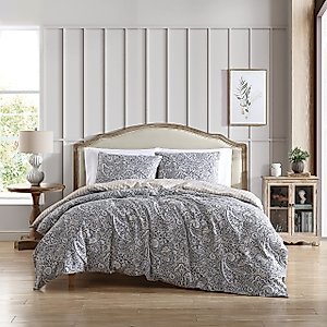 Stone Cottage- King Duvet Cover Set, Cotton Reversible Bedding Set, Cottage Home Décor (Lancaster Grey, King)