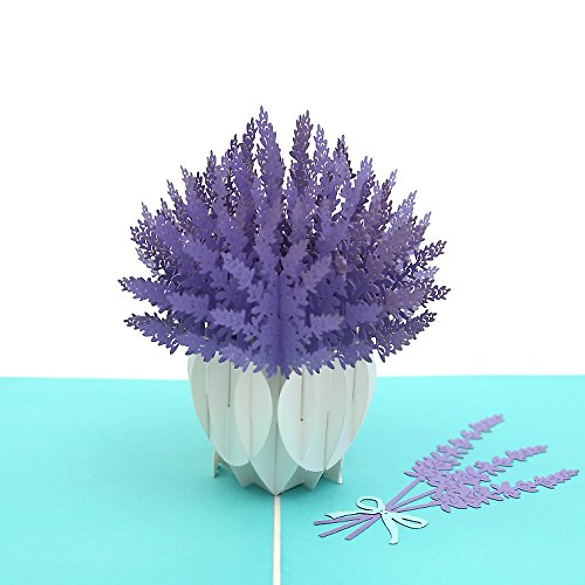 Liif Lavender Blooms Pop Up Card, 3D Flower Greeting Card, Pop Up Card for All Occasions, Birthday, Mother's Day, Anniversary, Wedding, Congratulations, Get Well Card, Handmade Gift