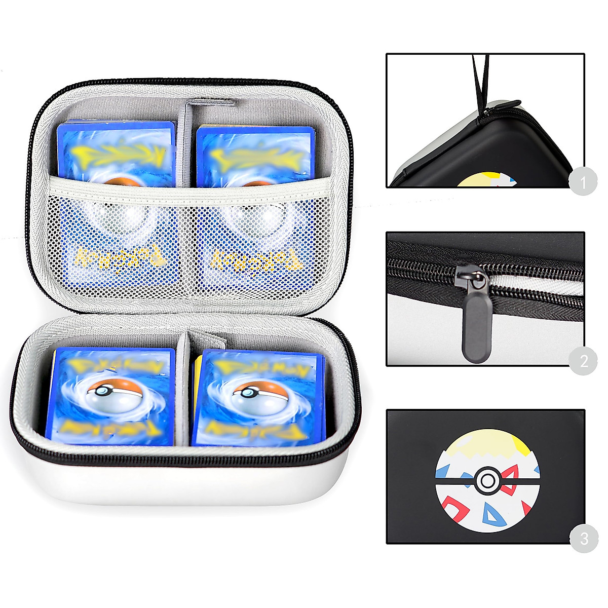 Fhomiz Trading Card Storage Case - Hard-Shell Holder for PTCG, MTG, SKYJO - Holds 400+ Cards - Gift for Boys & Girls (Black) (Black)