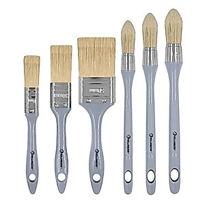 ROLLINGDOG Edge Paint Brush-Trim Paint Brush,3 Pointed Round Edge Brushes and 3 Flat Paint Brushes for Sash,Stain,Varnish,Baseboards(Pack of 6)