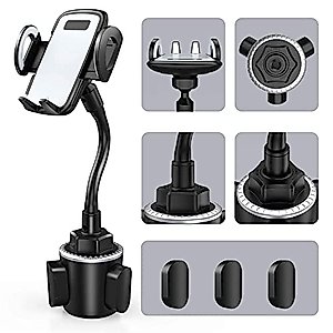 TSYMO Car Cup Holder Phone Holder - Cup Holder Phone Mount for Car 360° Adjustable Gooseneck Cup Holder Cradle for Cell Phone, iPhone,Samsung, LG, Sony and More, Black