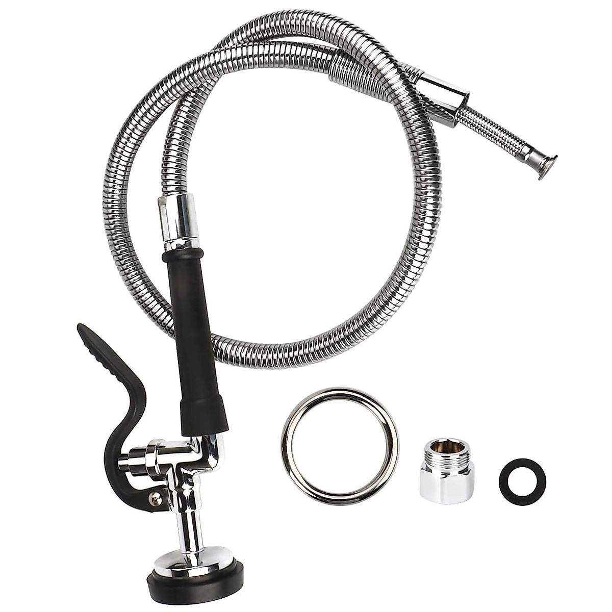 COOLWEST Commercial Pre-rinse Sprayer with Hose 38 Inch Flexible Stainless Hose with Spray Valve Head Replacement Kit for Wall Mount Commercial Kitchen Sink Faucet