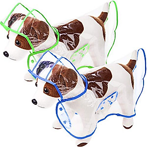 2 Pieces Pet Dog Raincoat Clear Pet Waterproof Clothes Hooded Rain Jacket Plastic Puppy Rain Poncho Pet Rainwear for Small Medium Dog (Blue and Green,S)