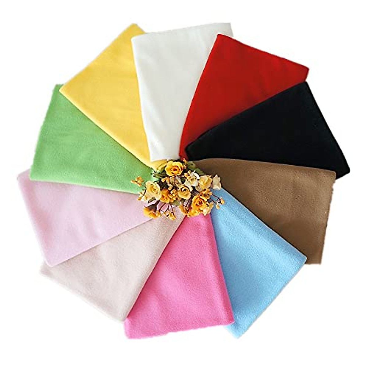 RayLineDo® 10PCS 50 * 50cm Solid Color Knitted Polar Fleece Fabric Anti Pill Fabric Patchwork Polyester Plush Fleece Cloth for DIY Sewing Handmade Dolls