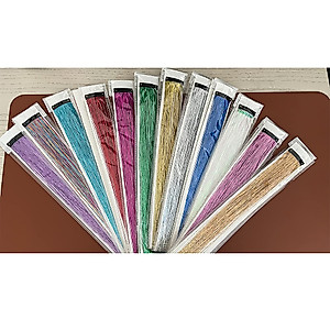 Clip In Hair Tinsel Hair Tinsel 12 Colors 24 Inch 3600 Strands Hair Tinsel Strands, Fairy Hair Tinsel Heat Resistant Safe Hair Glitter Tinsel Hair Extensions