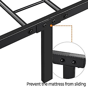 Topeakmart Black Metal Bed Frame with Headboard Mattress Foundation/Platform Bed/Slatted Bed Base, Twin Size