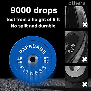 PAPABABE Bumper Plate 2-inch, Color Coded Olympic Bumper Plate with Steel Hub, Bumper Weights Set with High Density Rubber(10LB Pair)