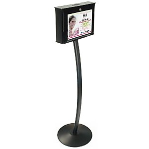 Free Standing Black Acrylic Secure Drop Box, 15 x 52 x 14 Inch, Anti-Theft Interior Panel, with Black Aluminum and Steel Stand