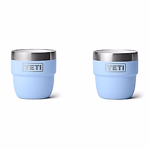 YETI Rambler 4 oz Stackable Cup, Stainless Steel, Vacuum Insulated Espresso/Coffee Cup, 2 Pack, Big Sky Blue