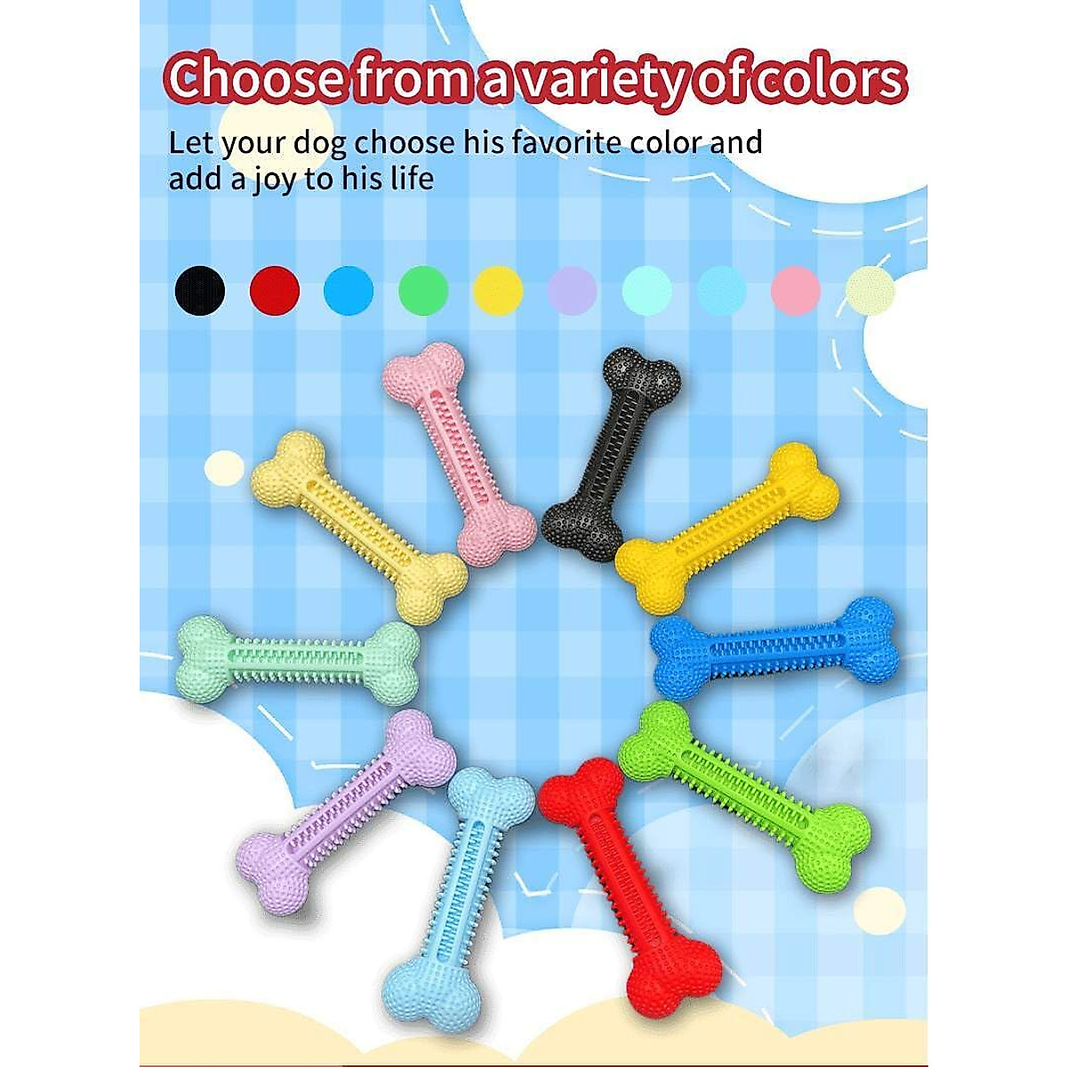 Patchy's Pets Puppy and Small Dog Toothbrush Dental Chew Toy Bone, Teeth Cleaning, Teething, Flexible Durable Rubber Dog Toys, Small Treat Holder, Improved Material (Light Pink)