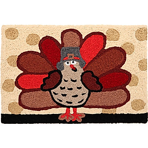 Jellybean Give Thanks Happily Accent Washable Rug 20" x 30", Red, Designed by Jennifer Heynen