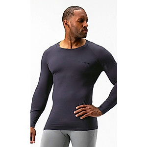 DEVOPS 2 Pack Men's Thermal Long Sleeve Compression Shirts (X-Large, Black/Charcoal)