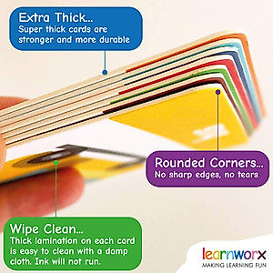 LearnWorx 101 Baby Flash Cards for Toddlers 1-3 | Award Winning First Words Toddler Flash Cards | Speech Toys Help Learn Objects, Numbers & Play Games - Big Toddler Learning Flashcards Preschool Kids