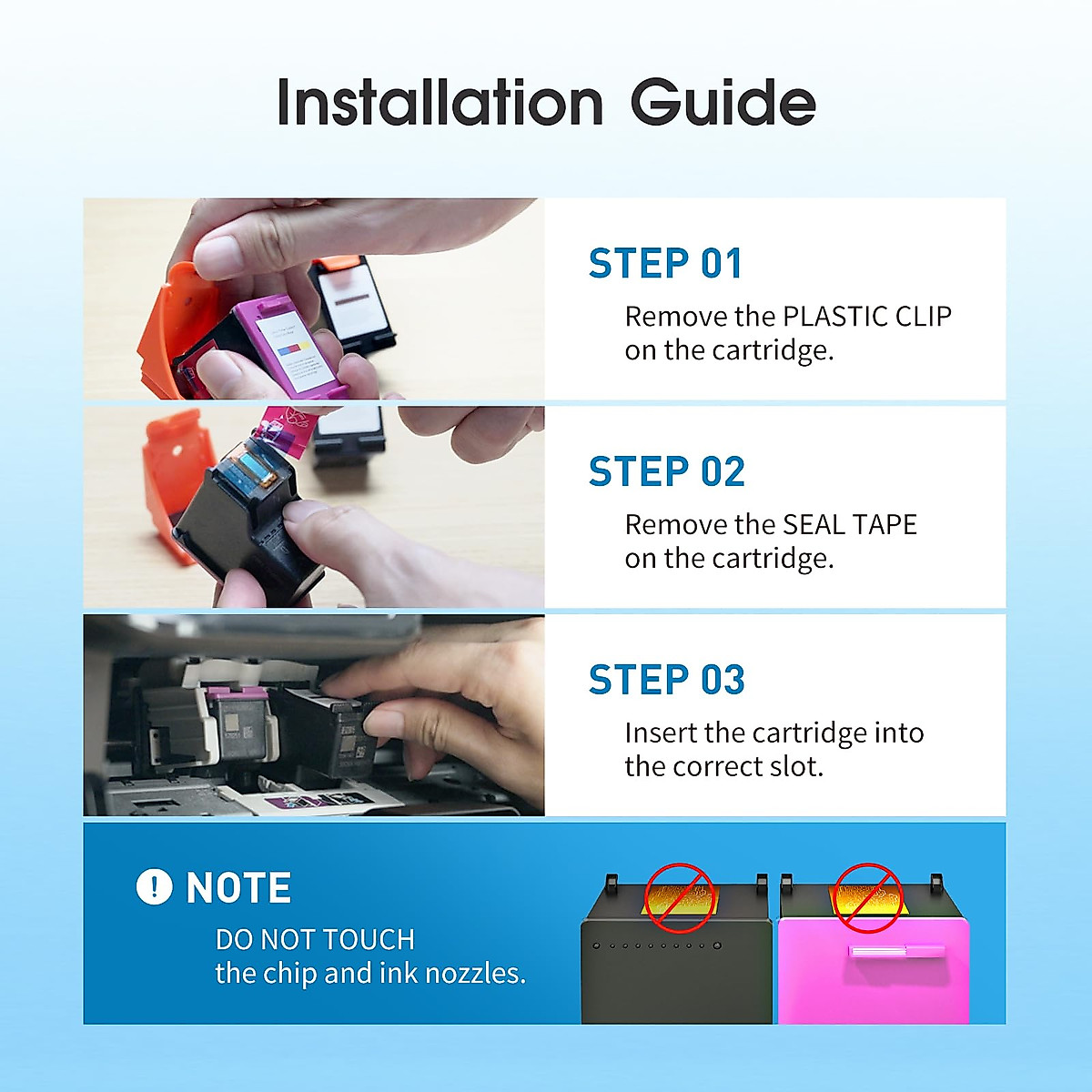 67XL Ink Cartridge Combo Pack Replacement for HP 67 67XL for DeskJet 2742 2755 Envy 6052 6055 6075 DeskJet Plus 4152 4155 4158 Printer (1 Black,1 Tri-Color)