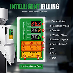 Filling Machine, 110V 10~999g Automatic Racking & Filling Machine Heavy Duty Particle Weighing Filler for Beans Tea Seed Grain