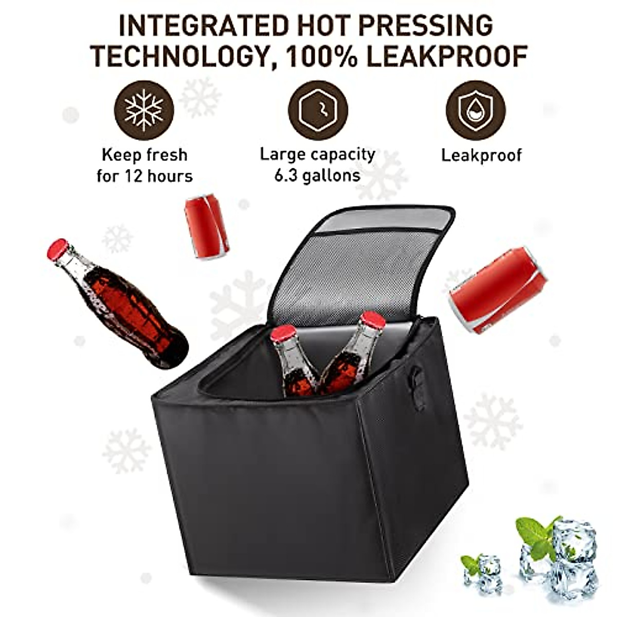 HIRALIY 4 in 1 Car Trunk Storage Organizer, Multi Compartment Collapsible Trunk Storage Box with Leakproof Insulated Bag for Car Truck SUV