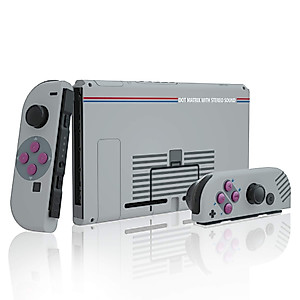 eXtremeRate DIY Replacement Shell Buttons for Nintendo Switch, Soft Touch Back Plate for Switch Console, Housing with ABXY Direction Buttons for Joycon Handheld Controller - Classic 1989 GB DMG-01