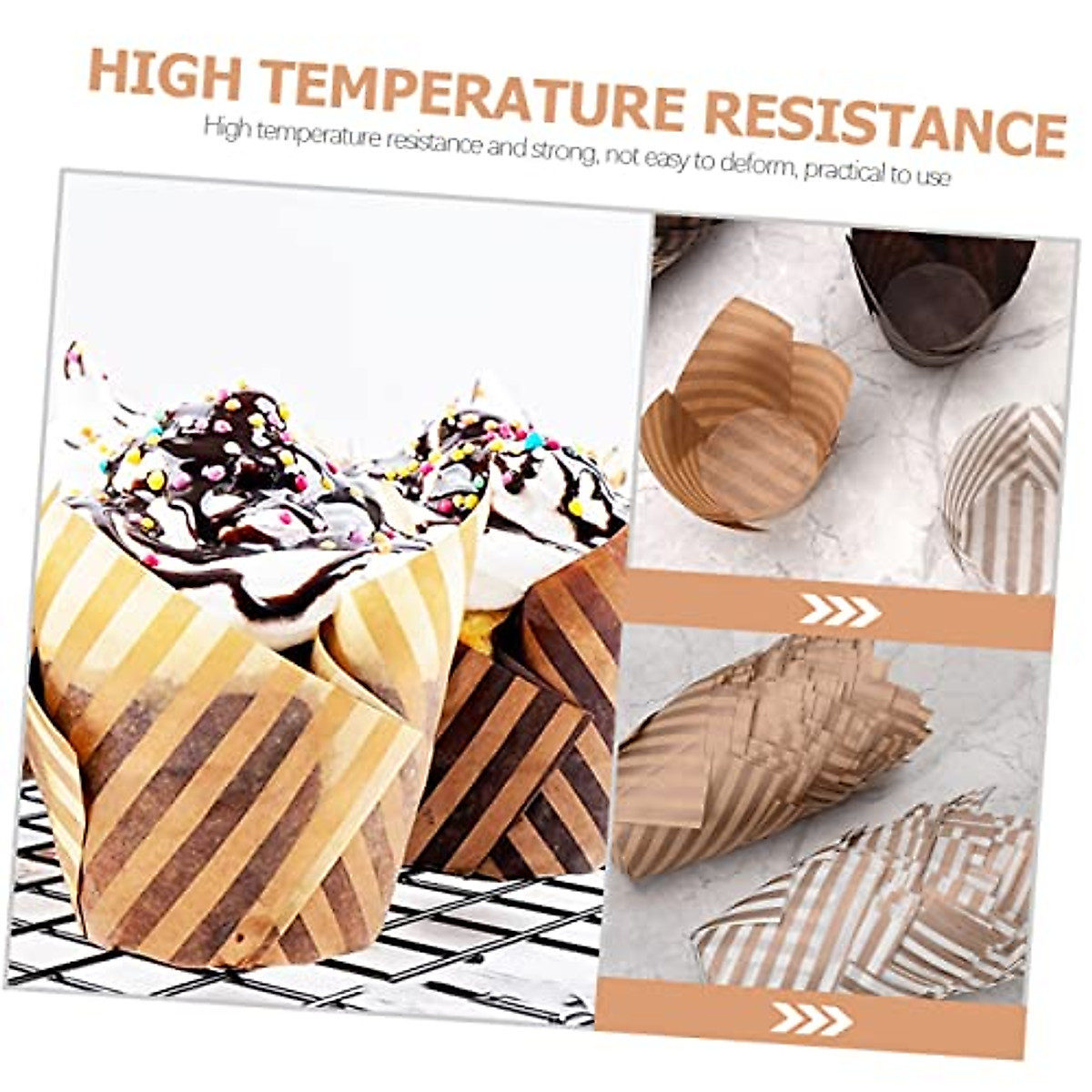 UPKOCH 200pcs Cuake Party Design Dark Shower Tulip Wrappers Liners Wedding Shop Paper Liner Dessert Baking for Greaseproof Decoration Birthday Portable Muffin Cake and New Cases