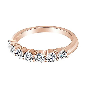 AFFY Round Shape White Diamond Engagement Wedding Ring in 14K Solid Rose Gold (0.75 Cttw),Ring Size-9