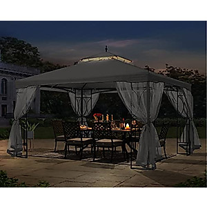 ABCCANOPY Patio Outdoor Gazebo 10X12 - Gazebo Canopy with Netting and Corner Frame Screen Wall for Backyard,Garden Gazebo Lawn (Dark Grey)