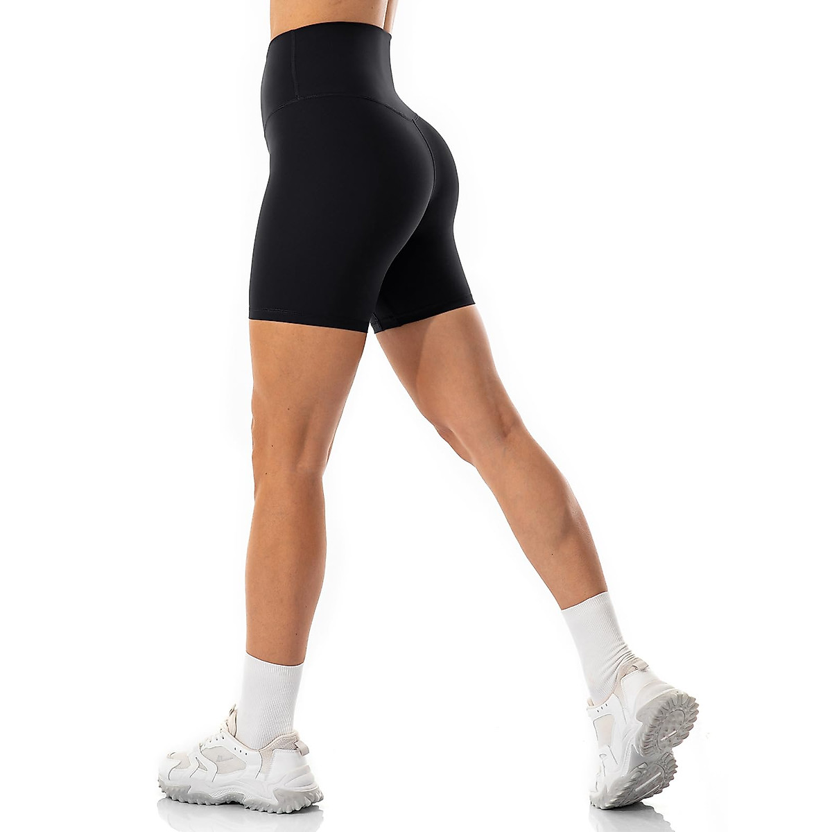 Lavento Women's All Day Soft Yoga Shorts 6 Inch - Workout Gym Running Active Biker Shorts for Women (Black, 6)