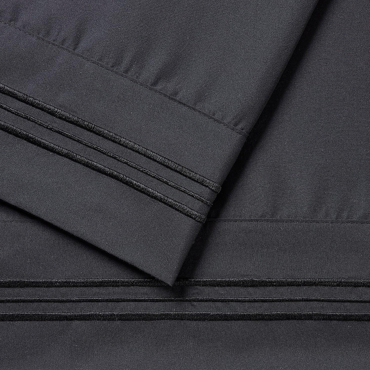 Nestl Microfiber King Pillowcase, 2 - 1800 Thread Count, Soft, Wrinkle Free, Fade Resistant, Envelope Closure, Set of 2, Black, 20x40 Inches