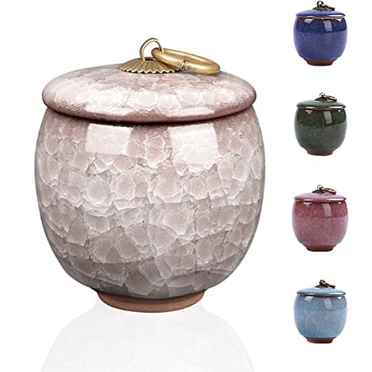 Small Urns for Human Ashes - Token Urns - Ceramic Memorial Keepsake Cremation Urns - Beautiful Mini Sharing Funeral Urns with Black Premium Box (White)