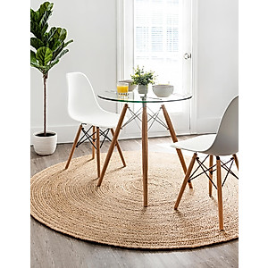 Unique Loom Braided Jute Collection Area Rug - Dhaka (4' 1" Round, Natural)