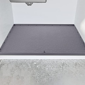 Waterproof Under Sink Mat for 36"Cabinet, Flexible Silicone Cabinet Protection Mat, Under Sink Tray, Drips Leaks Spills Protector, 35x22"Cabinet Liner for Kitchen, Bathroom