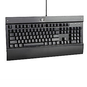 HUO JI E-Element MechanicalEagle Z-77 White LED Backlit Gaming Keyboard, 104 Keys Anti-Ghosting, with Blue Switches, Wrist Rest (Black)