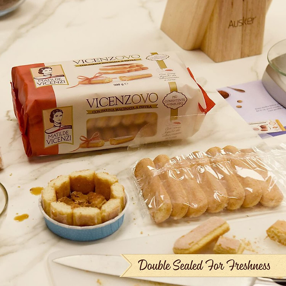 Matilde Vicenzi Vicenzovo Ladyfingers Tray of 12 - Classic Italian Biscuits, Ladyfingers Cookies for Tiramisu - Kosher Dairy Cookies - Italian Pastries for Bakery & Dessert Gifts 7.05 oz(200g), 2Pack