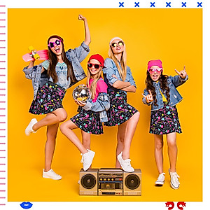 Retro 80s 90s Skirt for Women Tennis Skirt Golf Skirt High Waisted Athletic Skirts with Pockets for Retro Summer Party (Fresh Color,Large)