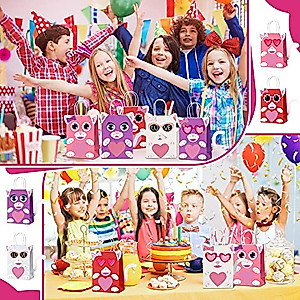 12 Pcs Valentine Treat Bags for Kids, Cat DIY Valentine Candy Treat Bags Kraft Paper Gift Bags Valentine Goodie Bags with 18 Accessories for Snack Party Favor and Students Classroom Gift Exchange