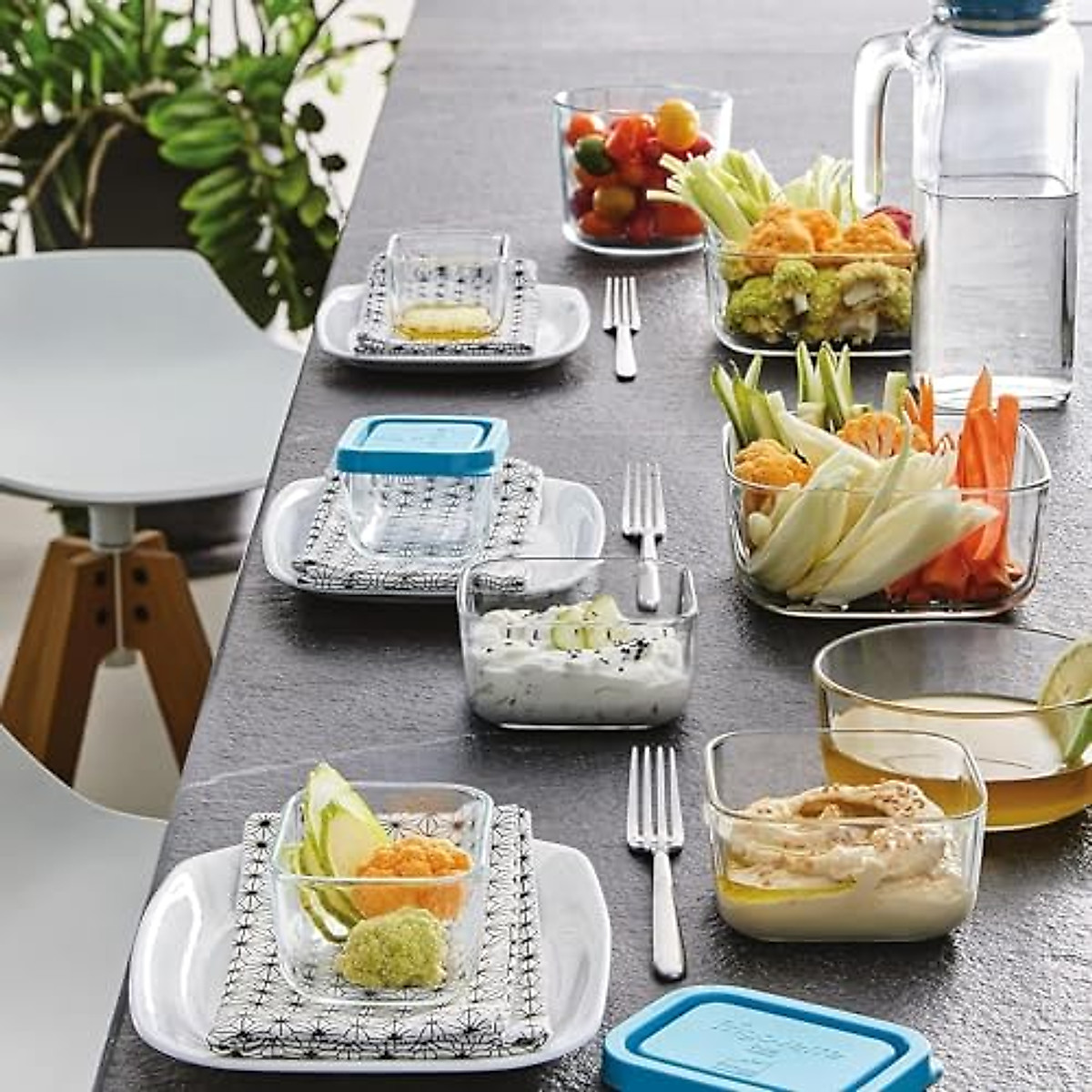 Bormioli Rocco Frigoverre Square Glass Food-Storage Containers with Lids, Set of 3, Clear