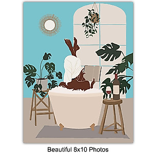 Light Blue African American Bathroom Decor Set - African American Women - Minimalist Abstract Wall Art - Afro Black Art - Black Culture - Guest Bath, Powder Room, Restroom Spa Decorations Accessories