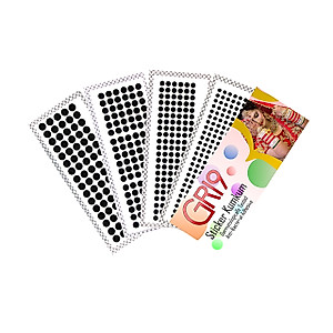 GRI9 Velvet Round Dot Bindi Tattoo Sticker Indian Multi Size Daily Use Forehead Bindis Adhesive Body Jewelry (Black)