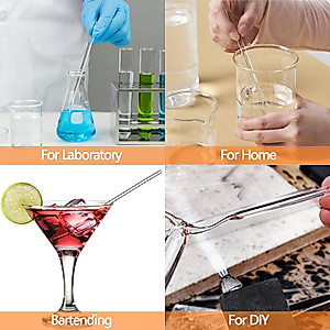 6PCS Glass Stir Sticks Lab Glass Stirring Rod 8"X2 10"X2 with Both Ends Round and 3PCS Glass Graduated Droppers 4"X2 for Science Lab Kitchen Science Education (9)