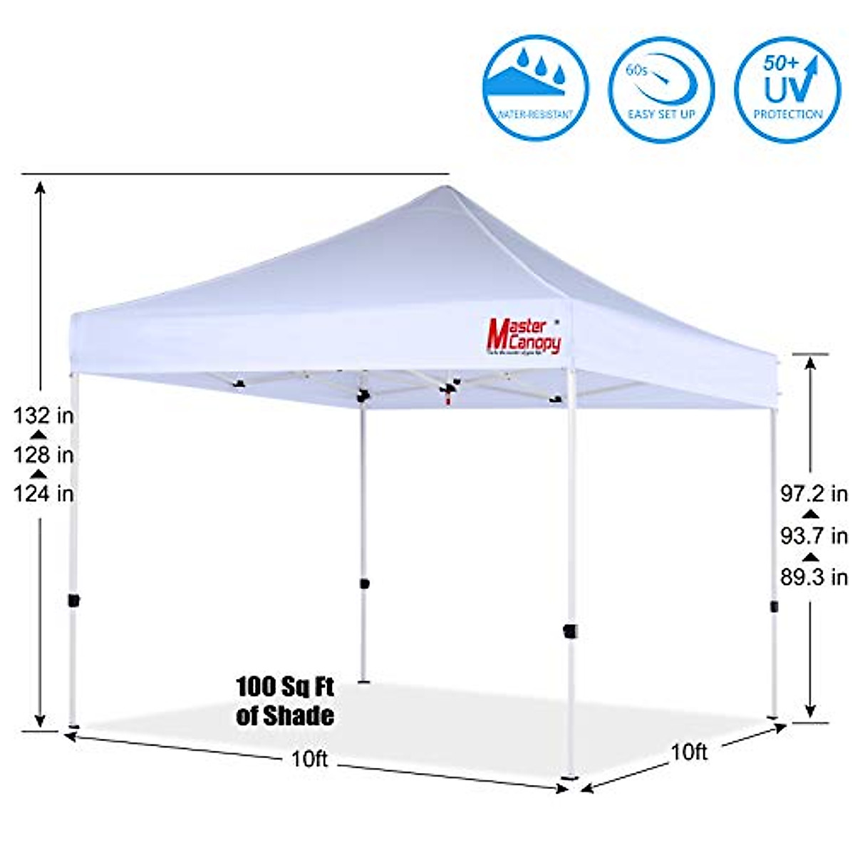 MASTERCANOPY Pop Up Canopy Tent Commercial Grade 10x10 Instant Shelter (White)
