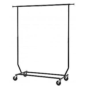 BestOffice 100 LB Heavy Duty Commercial Grade Clothing Garment Rolling Collapsible Rack, Black