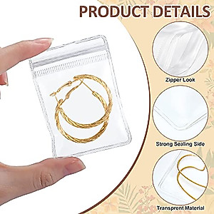 200 Pieces Clear Jewelry Bags Clear Zipper Plastic Bag Self Seal PVC Rings Earrings Packing Pouch Storage Bags for Holding Jewelries (Mixed Sizes)