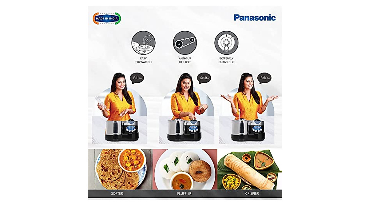 Panasonic 2L Wet Grinder with Automatic Timer - Perfect for Dosa & Idli