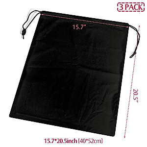DIOMMELL 3 Pack Large Closet Drawstring Dust Covers Cloth Storage Organizer Pouch String Bag for Clothes Clothing Handbags Purses Bedroom, Black