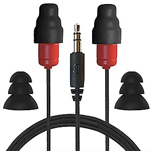 Plugfones Protector VL Audio Earbuds, OSHA Compliant Earplugs with Sound, Black & Red