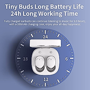 Hiteblaz Wireless Earbuds Bluetooth Headphones with Mic, Lightweight Small Buds, Premium Sound Quality, Mini Case Waterproof Earphones for Commute, Sport(Purple)