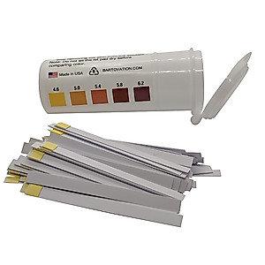 pH Test Strips for Beer Making, Homebrew, Acidity, 4.6 to 6.2 pH [Vial of 100 Strips]