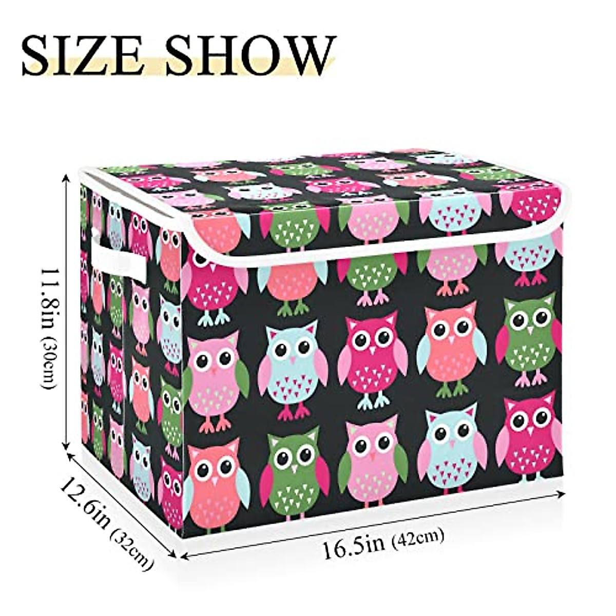 innewgogo Cute Owl Storage Bins with Lids for Organizing Dust-proof Storage Bins with Handles Oxford Cloth Storage Cube Box for Pets Toys